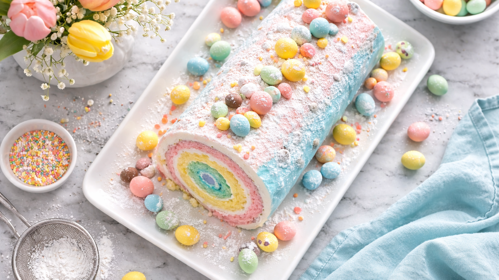 Easter Swiss Rolls with Cream Cheese Filling